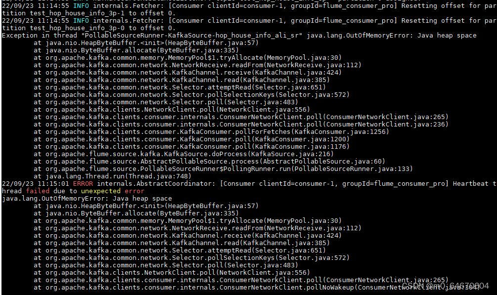 flume poll报错java.lang.OutOfMemoryError: GC overhead limit exceeded ...