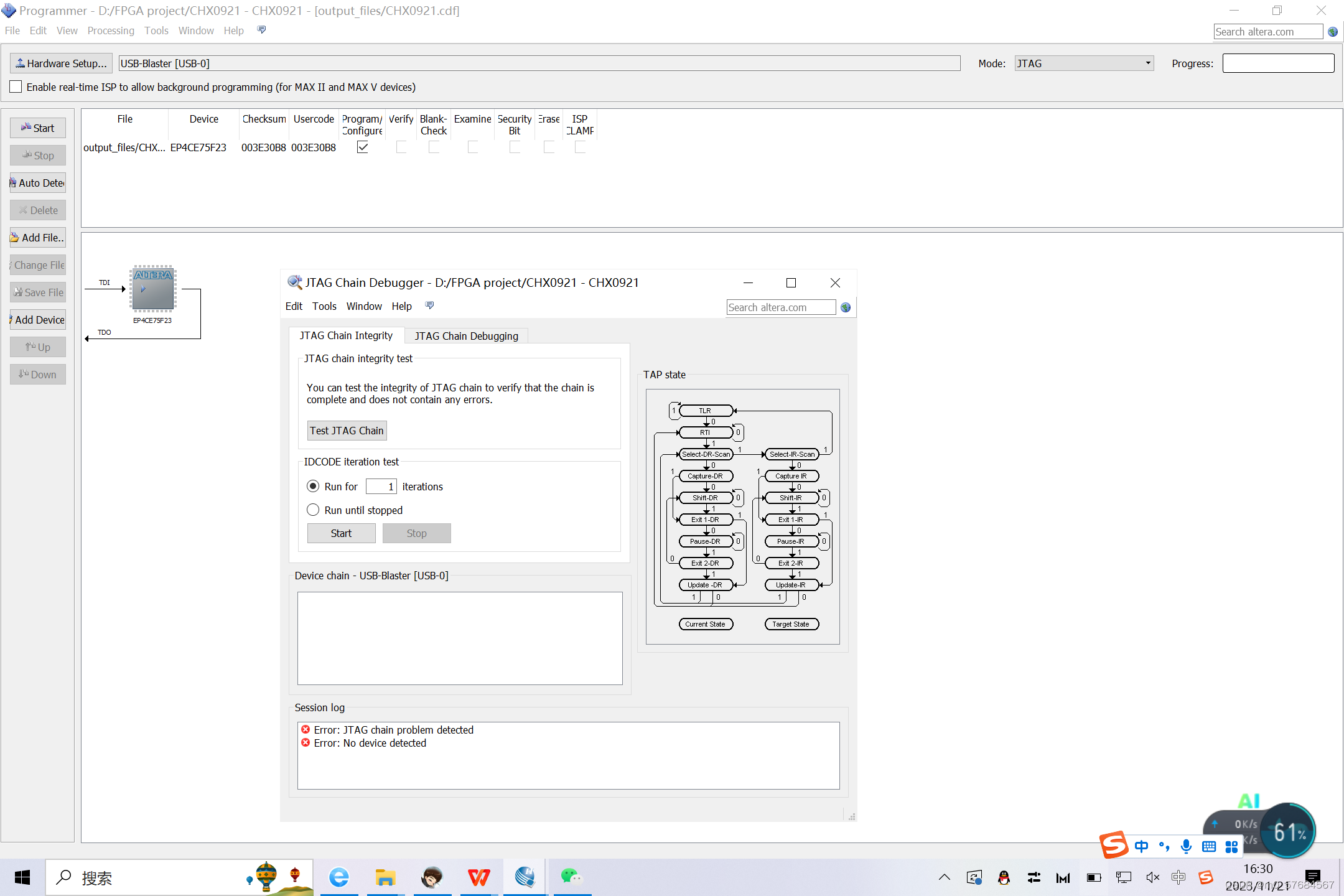连接JTAG时出现 Unable to scan DEVICE chain，这个是什么原因?有没有大佬帮忙解决一下啊_jtag device chain空白-CSDN博客