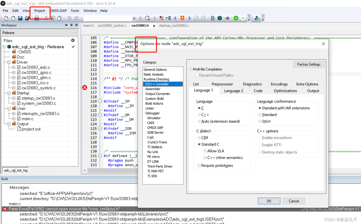Iar Error：fatal Error[pe1696] Cannot Open Source File “core Cm0plus H