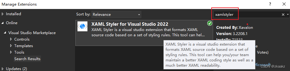VS2022 XAML Styler拓展工具安装失败解决办法_vs2022 wpf扩展工具-CSDN博客