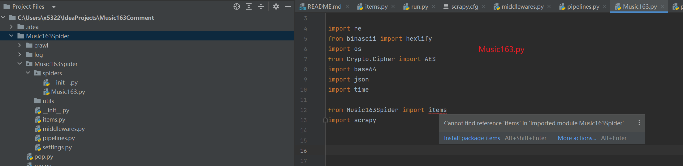 PyCharm使用Scrapy导入items失败_scrapy导入items模块报错-CSDN博客