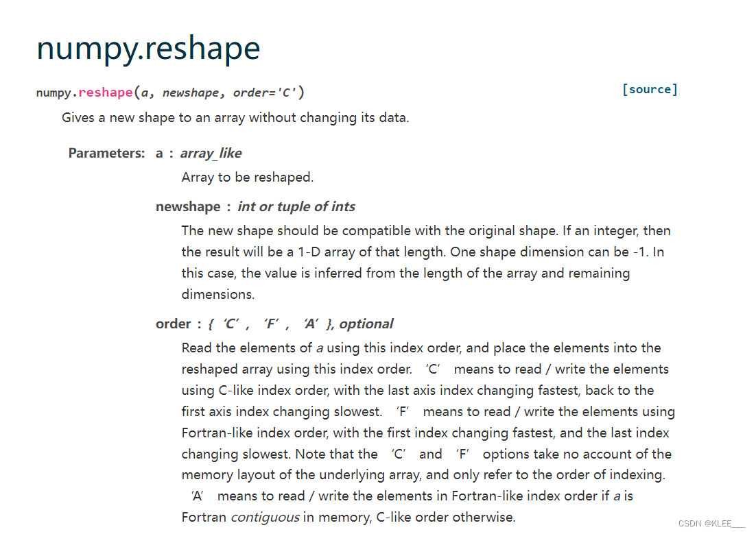 numpy中关于reshape的初步认识_numpy官方文档 reshape-CSDN博客