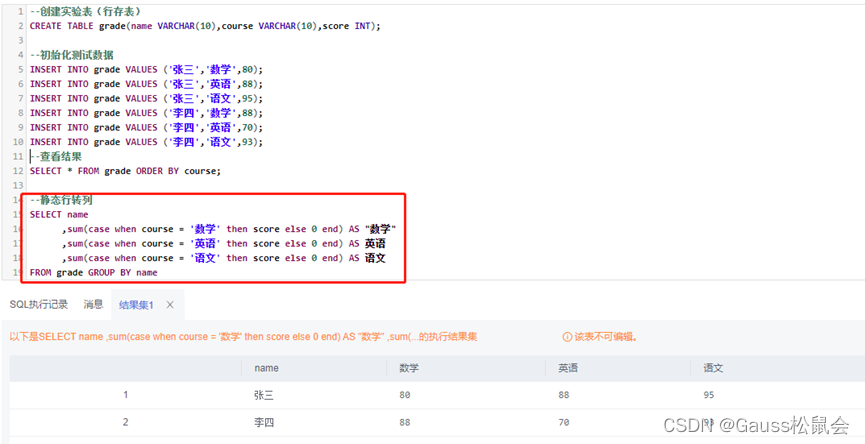 GaussDB数据库SQL系列-行列转换_gaussdb 行转列-CSDN博客