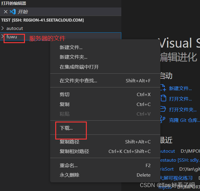 通过vs Code远程连接服务器,并进行上传和下载文件操作vs Code 上传制定文件 Csdn博客