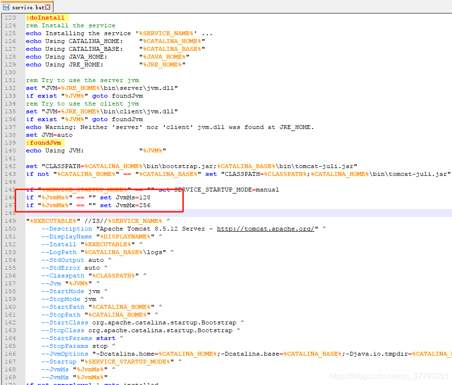 Windows服务器下，Tomcat制作成服务自启动，跑不起来，报内存溢出。_tomcat中service.bat中jvmms是什么-CSDN博客