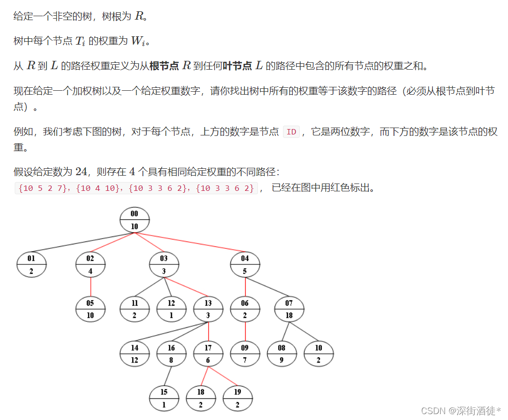 等重路径 Java代码 （求树中从根结点到叶子的权值，bfs，dfs）【PAT甲级1053】_java 树形 从叶子节点 权重计算-CSDN博客