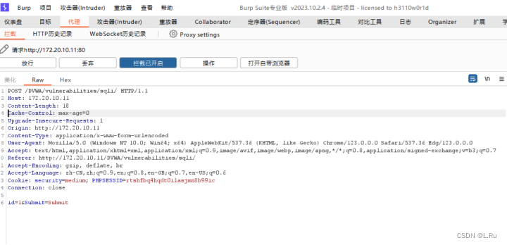 Dvwa Sql Injection模块展开实验dvwa Sql Injection Low Csdn博客