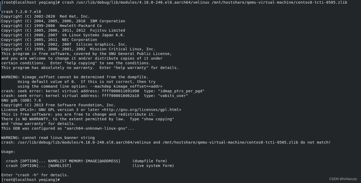 故障kimage_voffset cannot be determined from the dumpfile cannot read linux_banner string do not ...