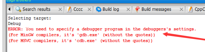 codeblocks 报错：ERROR: You need to specify a debugger program in the debuggers's settings.-CSDN博客