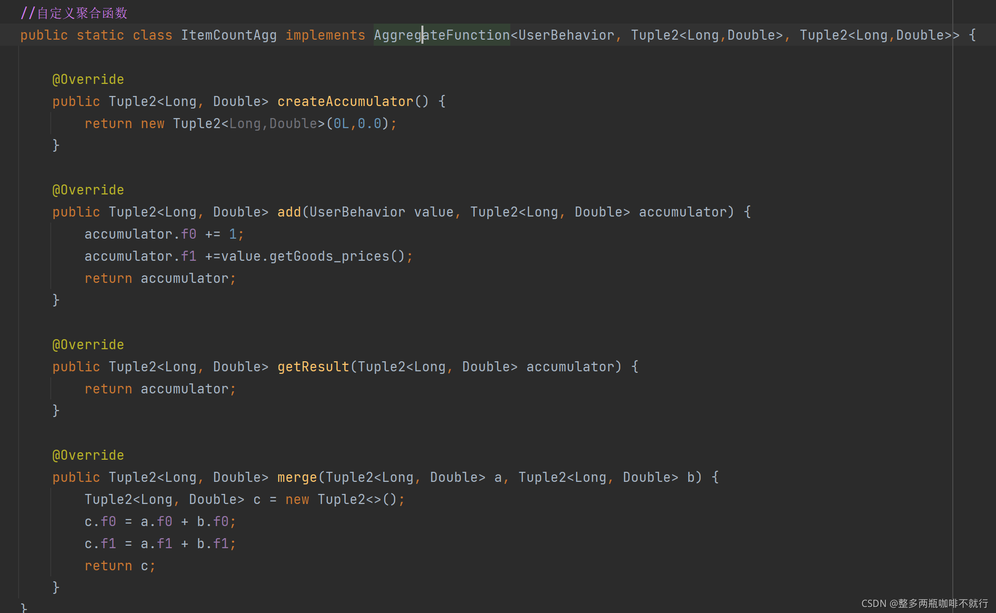 Flink Aggregate算子求和、计数案例_flink keyed之后求总和-CSDN博客