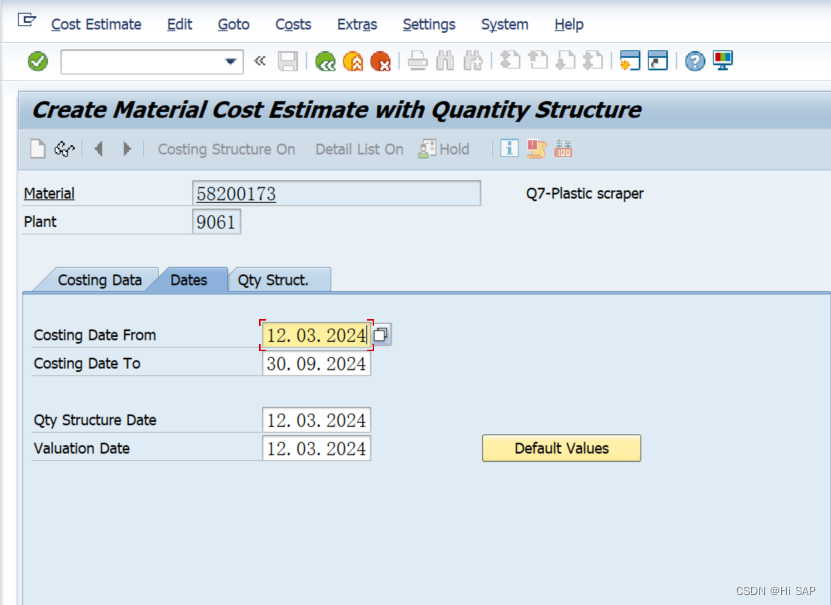 SAP CK13N Message CK869: itemization does not match cost component ...