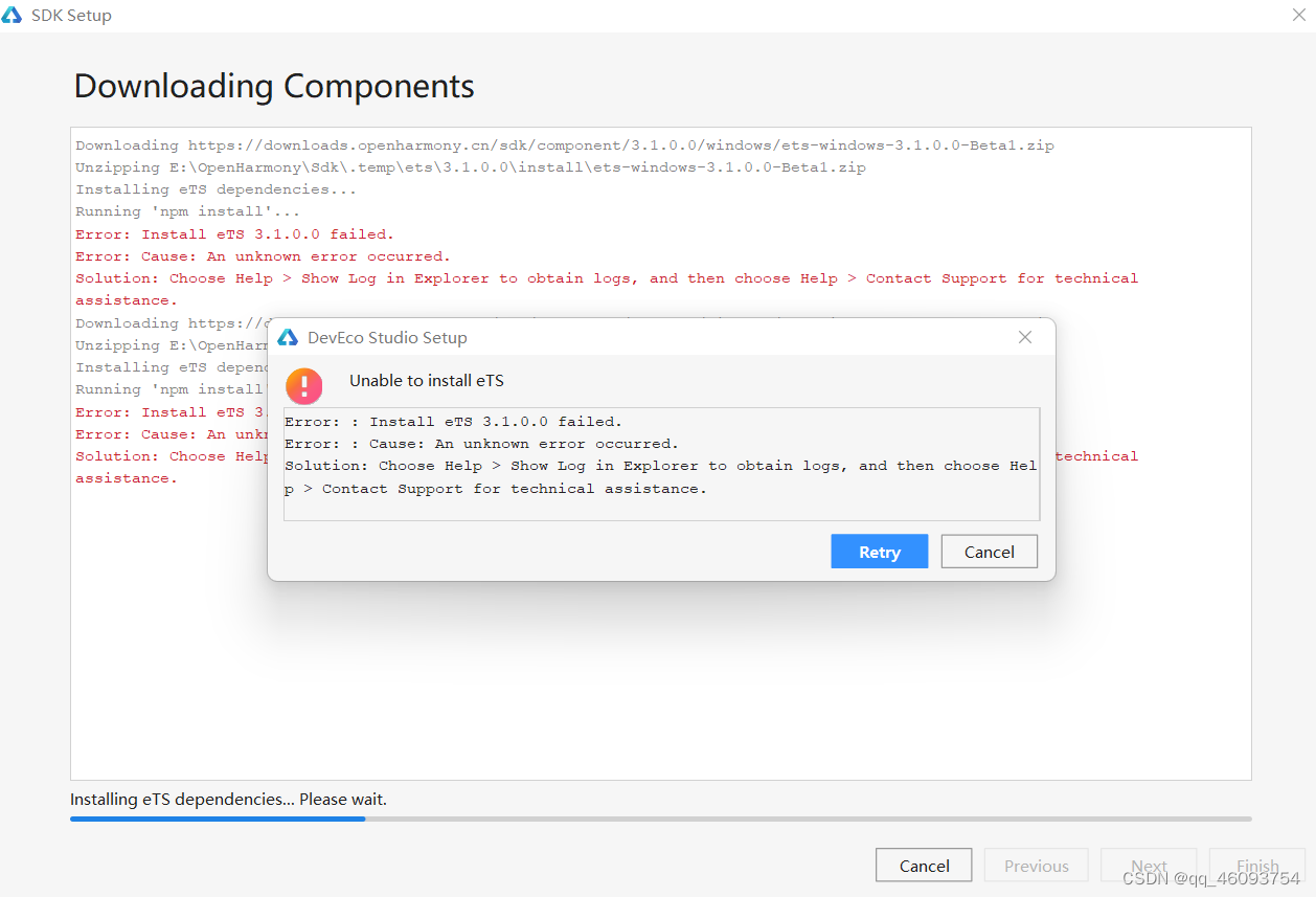 Harmonyos DevECO Studio下载SDK报Unable to install eTS_harmonyos sdk下载-CSDN博客