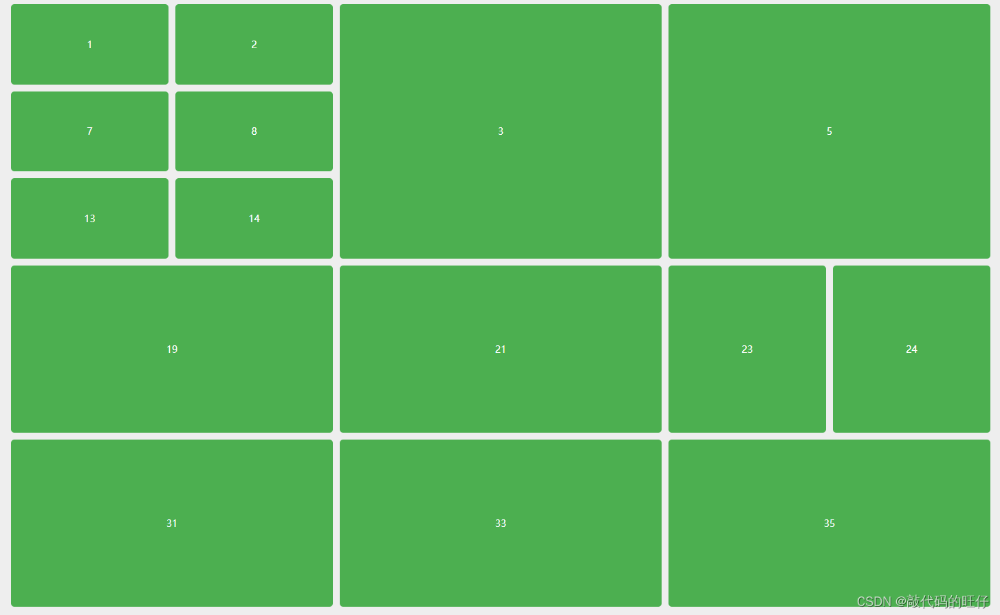 css display:grid布局，实现任意行、列合并后展示，自适应大小屏幕_display grid 合并-CSDN博客