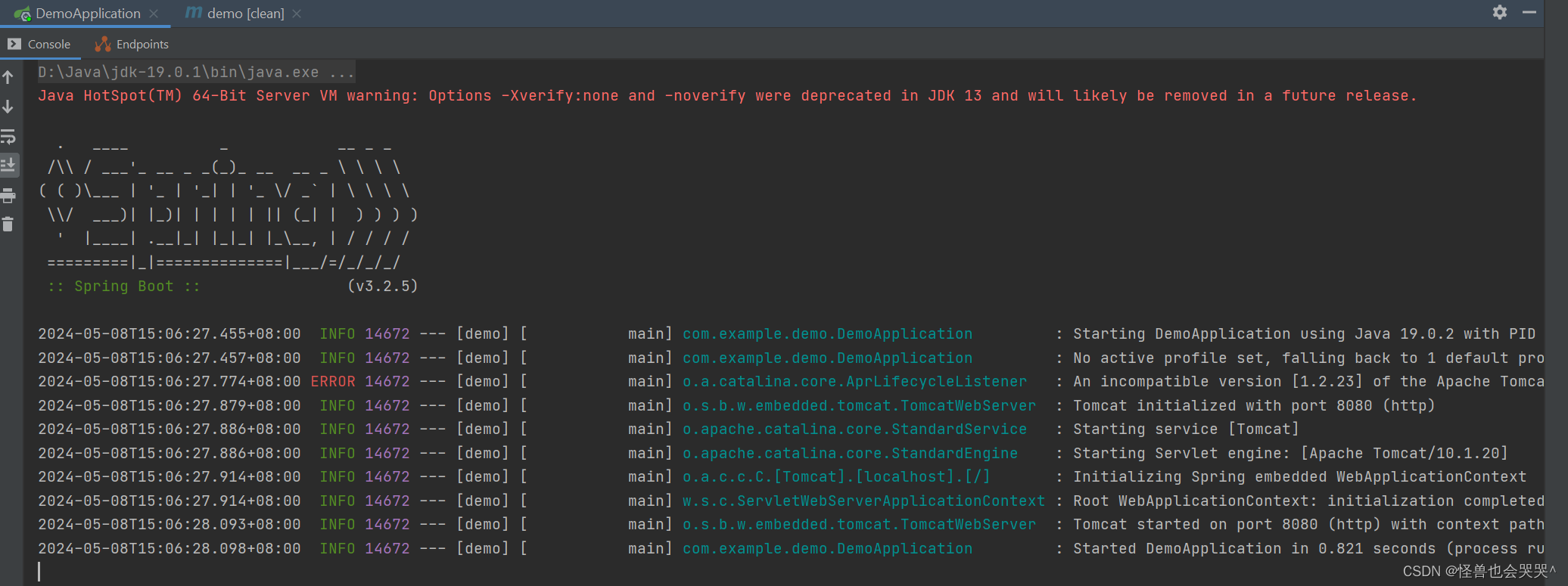 运行SpringBoot项目失败？显示ERROR 14672 --- [demo] [main] o.a.catalina.core.AprLifecycleListener...让我来看看 ...