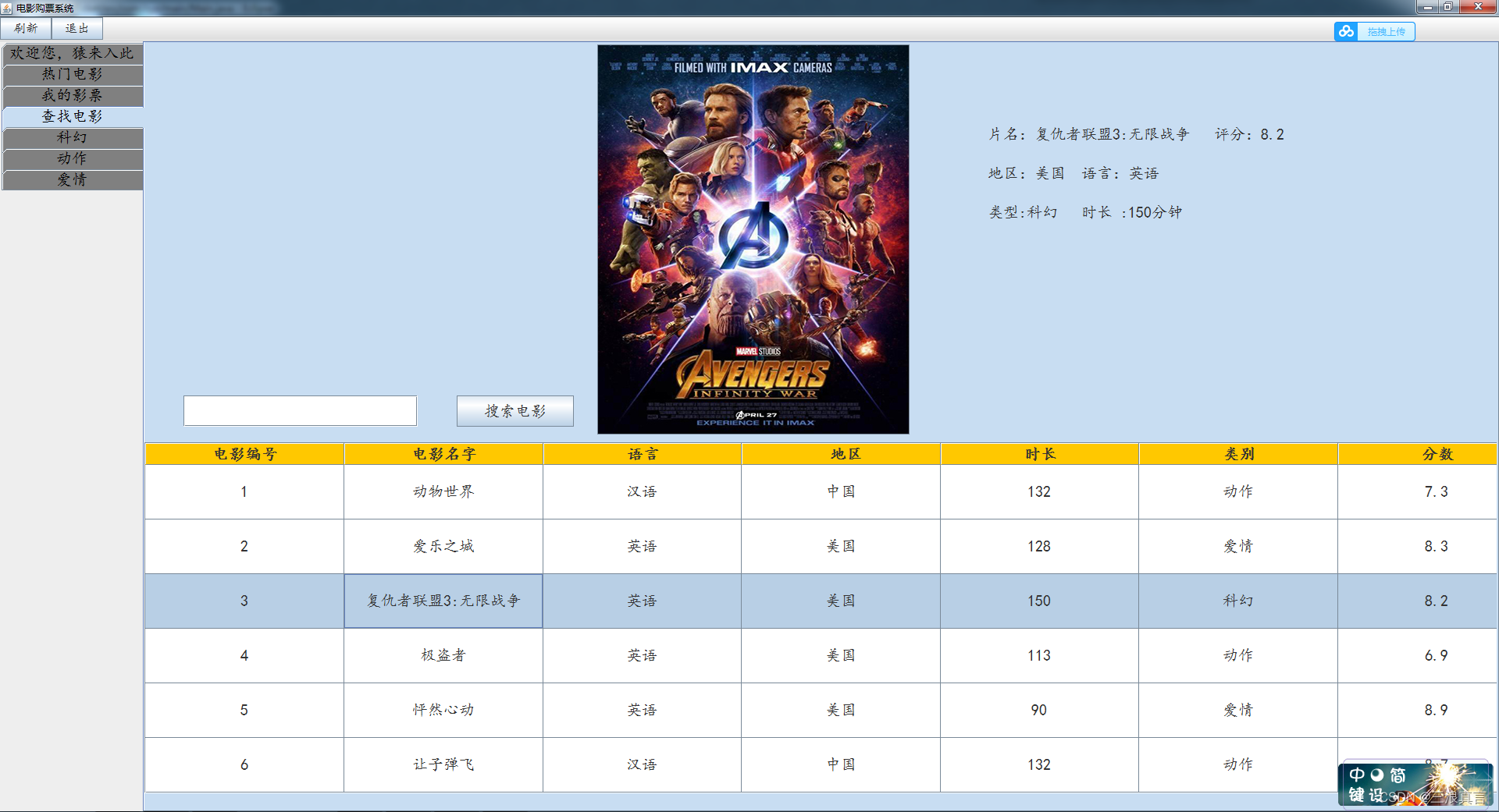 Java课程设计，基于swing的电影票购票管理系统（源码运行截图）java电影票订购系统 Csdn博客