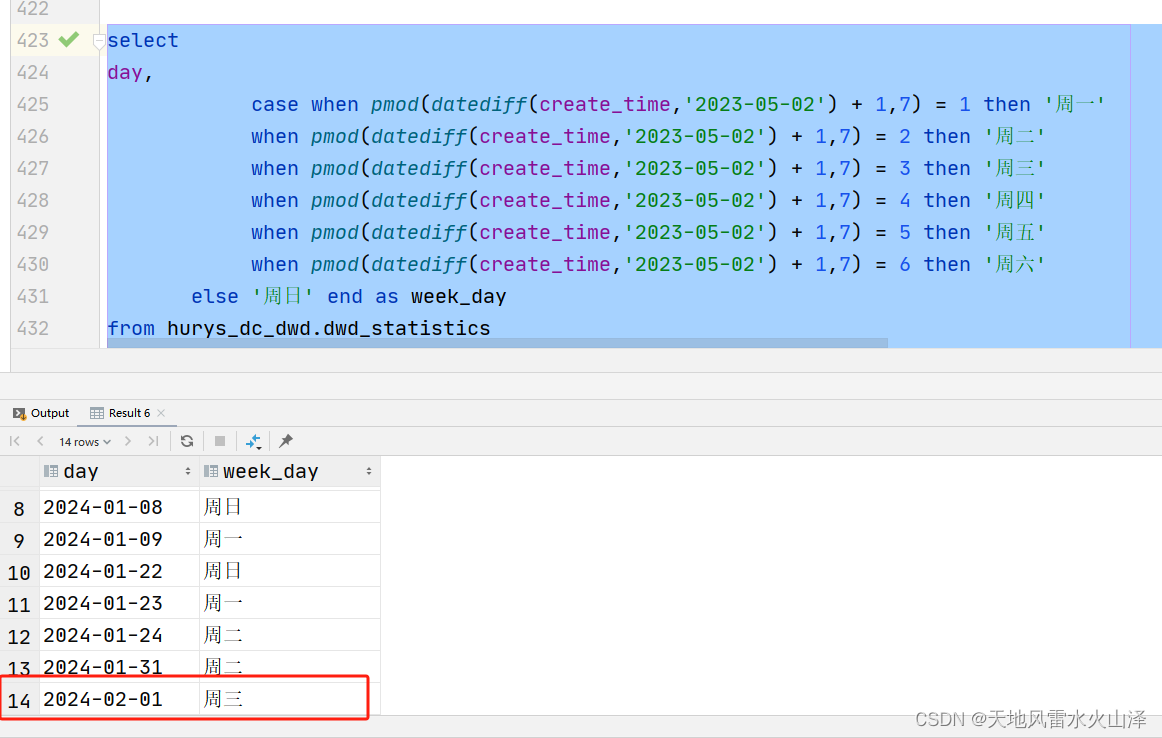 一百八十八、Hive——HiveSQL查询表中的日期是星期几（亲测，附截图）_hive sql mr 返回当前星期数-CSDN博客