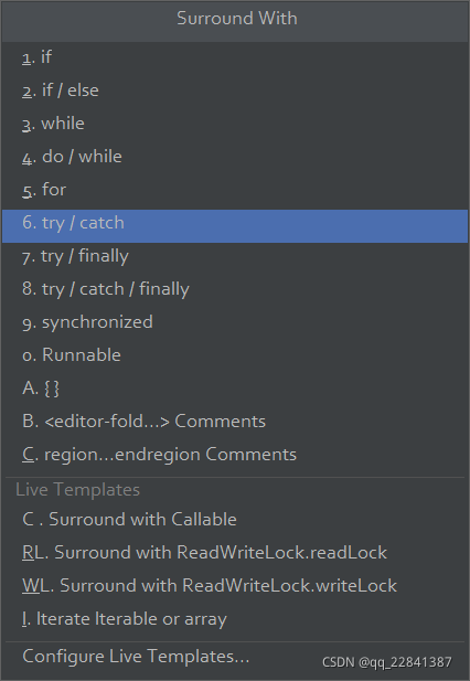 快速插入‘try/catch‘语句块_vscode try catch快捷键-CSDN博客