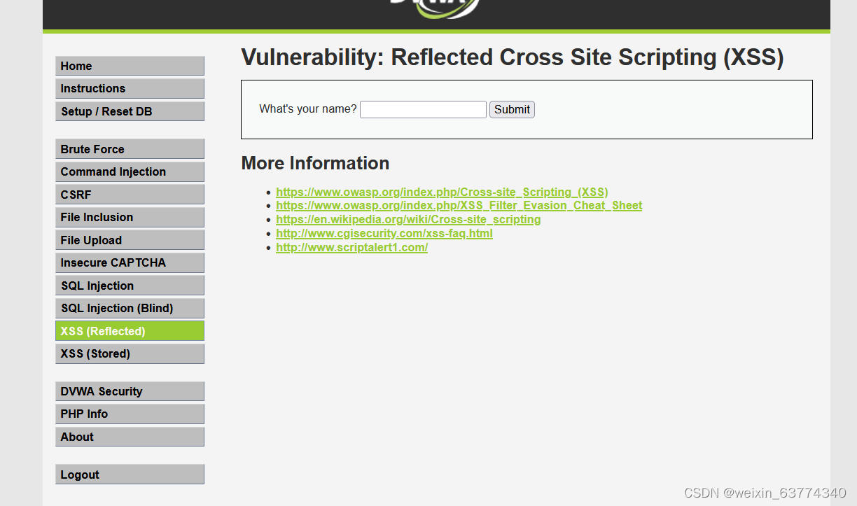 DVWA XSS（Reflected）_前端输入框 输入 问题-CSDN博客