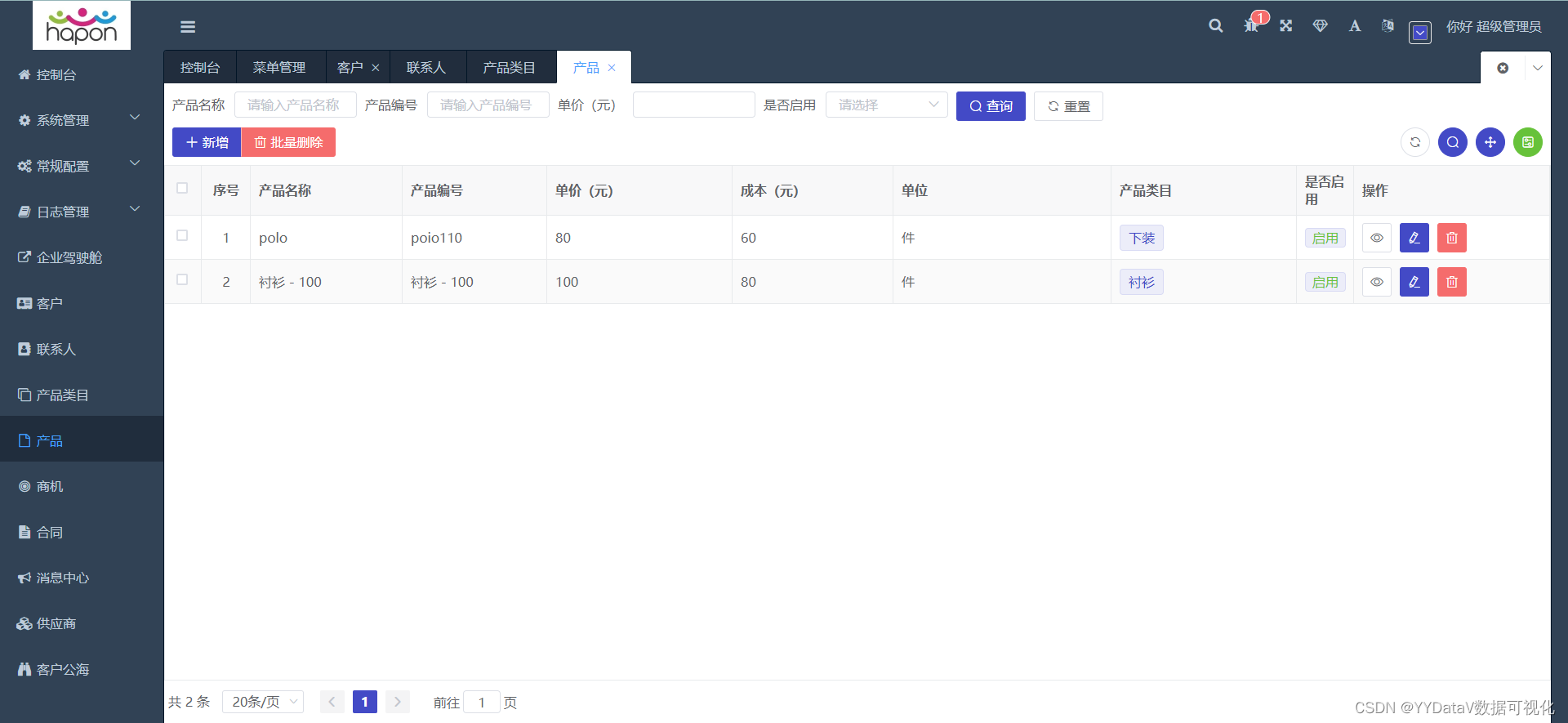 基于 Pythonvued2 实现的crm管理系统客户管理，产品管理，商机管理，合同管理，客户公海，权限管理等业务模块）python Crm管理系统 Csdn博客