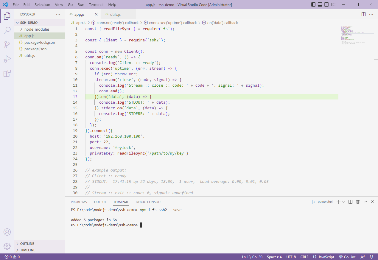 nodejs系列-如何用JS代码连接远程服务器并执行命令创建文件-ssh2_node ssh2-CSDN博客