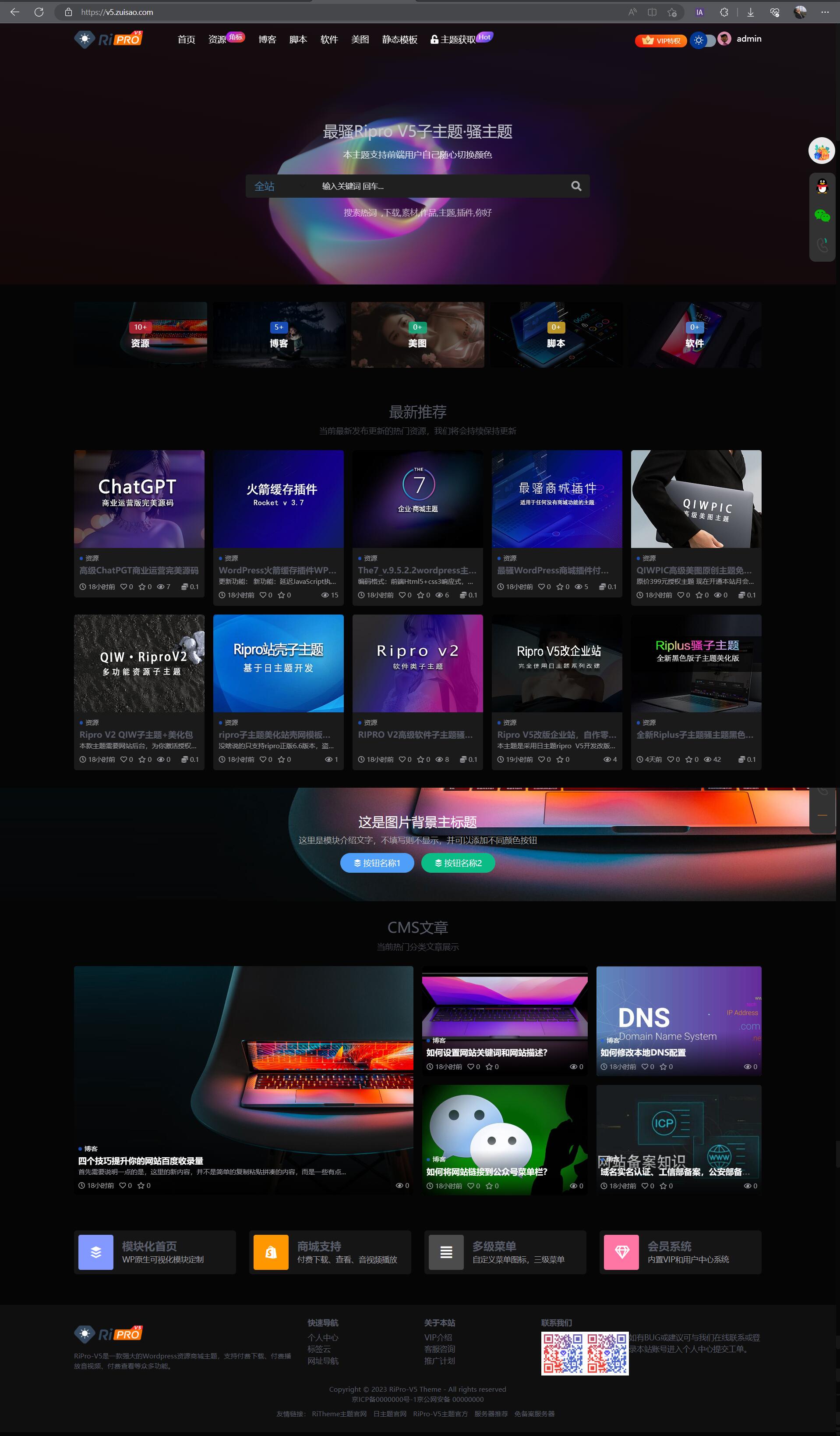 Ripro v5子主题骚主题轻量版5.8版本全新_riprov5美化-CSDN博客