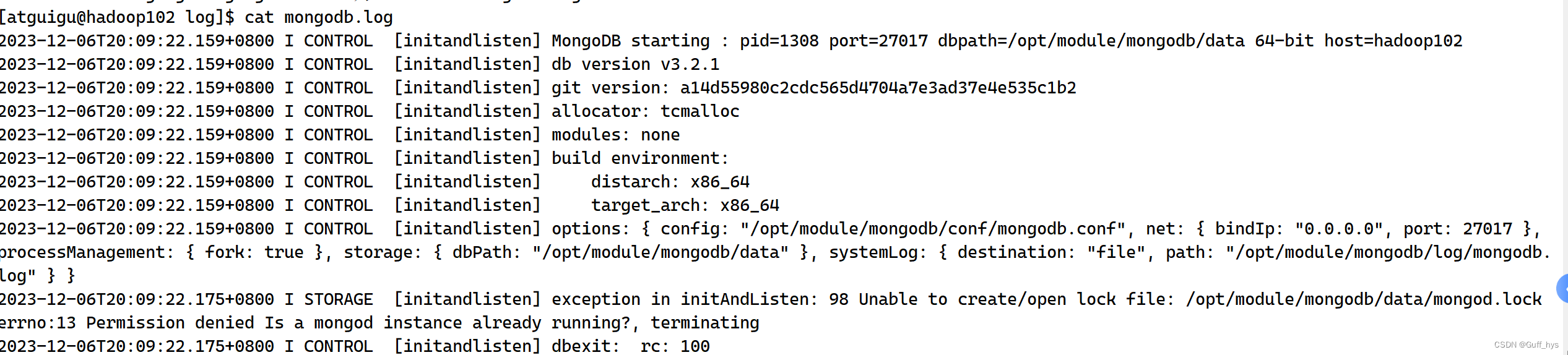mongodb报错bout to fork child process, waiting until server is ready for connections. forked ...
