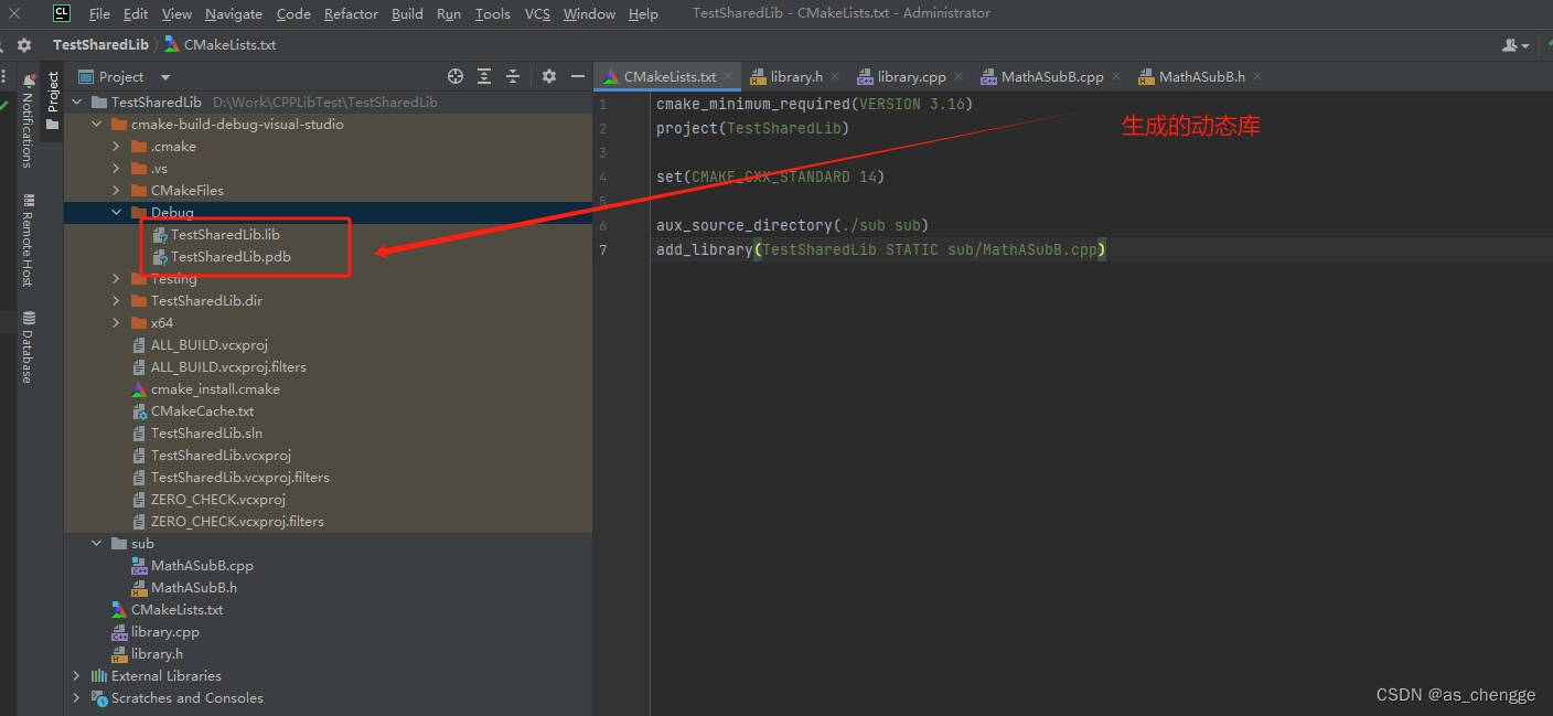 CLION 用VS编译环境生成和调用lib库_为什么用cmake和clion构建出来的是.a文件用vs构建出来的是.lib文件-CSDN博客