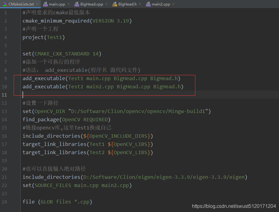 CLion CMakeList的使用-CSDN博客