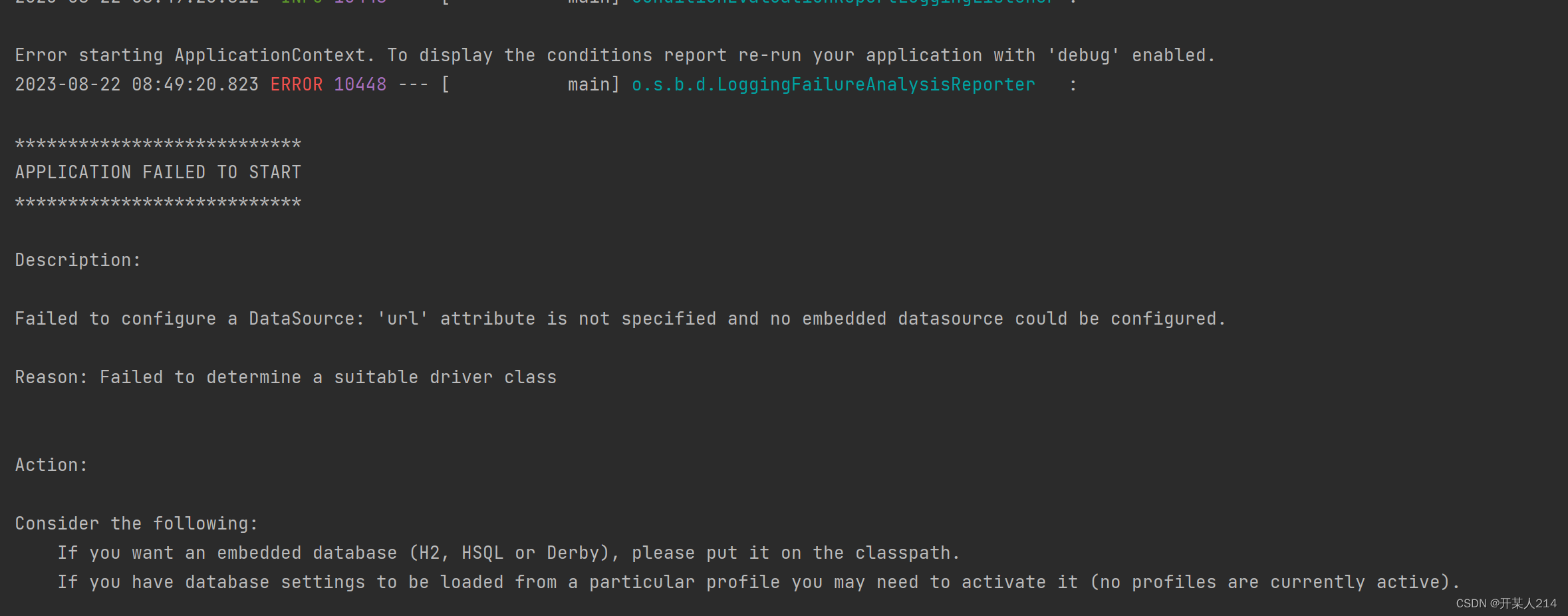 Springboot项目解决Error starting ApplicationContext. To display the conditions report re-run your ...