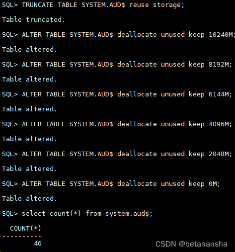 oracle 11.2.0.1审计表AUD$清理，以及迁移审计表空间_truncate table sys.aud$;-CSDN博客
