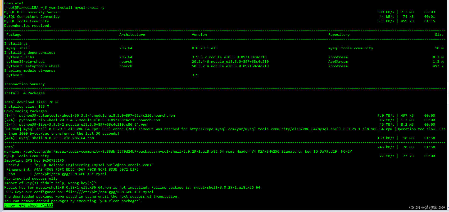 Error: GPG check FAILED Once install MySQL_yum install: error: unrecognized arguments: --nogp-CSDN博客