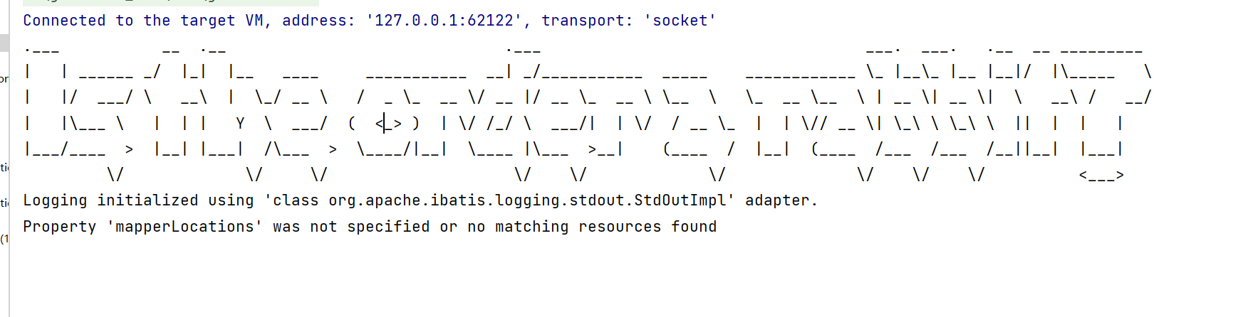 Logging initialized using ‘class org.apache.ibatis.logging.stdout.StdOutImpl‘ adapter.Property ...