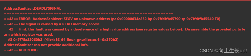 报错|AddressSanitizer:DEADLYSIGNAL_the signal is caused by a read memory access.-CSDN博客