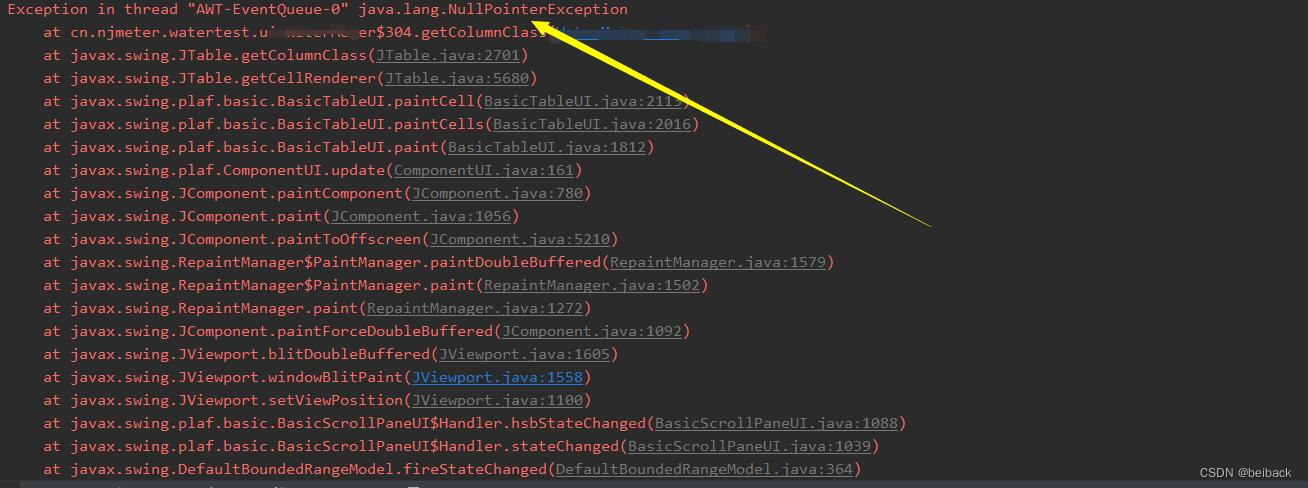 Swing空指针异常 没有指出具体哪一行Exception in thread “AWT-EventQueue-0“ java.lang.NullPointerException ...