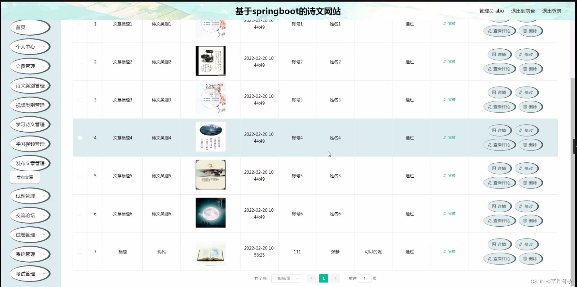 Springboot毕设项目基于的诗文网站02941(javavuemybatismavenmysql)诗词网站基于springboot Vue的后台和前端页面 Csdn博客