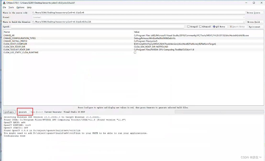 Win10-Yolov5实战+TensorRt部署+Visual Studio2019环境配置+Cmake编译_cuda visual studio 2019 cmake配置-CSDN博客