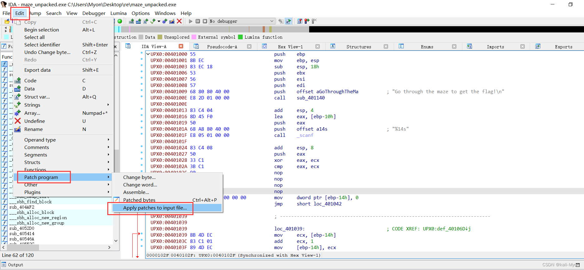 [HDCTF2019]Maze（初识逆向）-CSDN博客