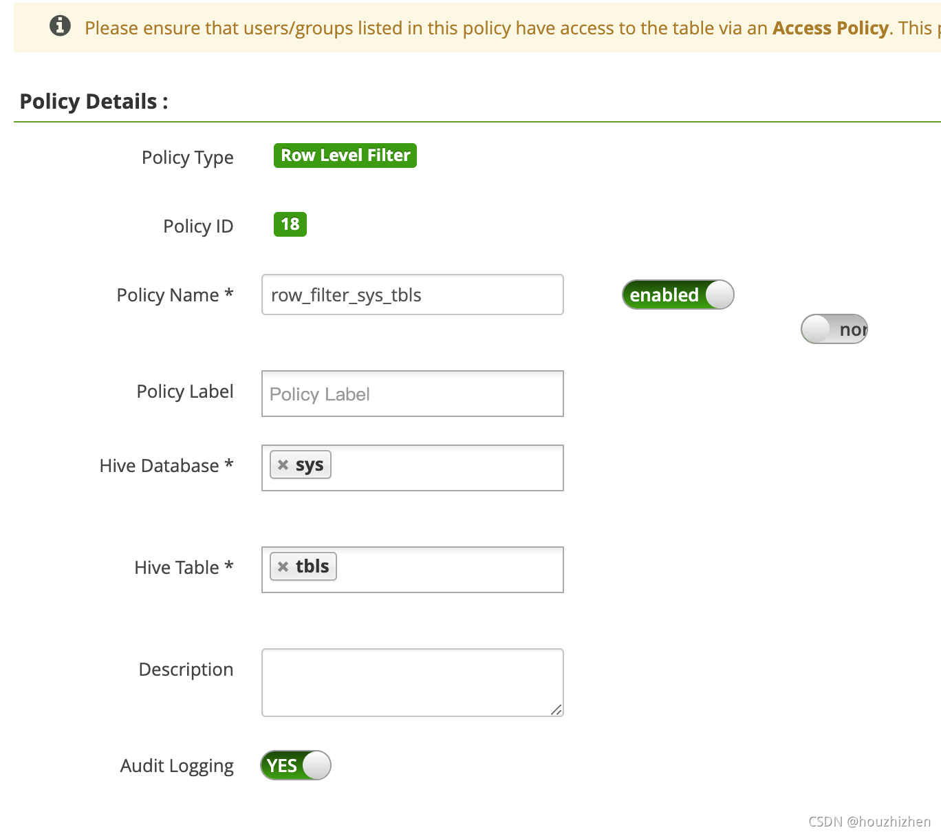 Hive Row Level Filter 测试-CSDN博客