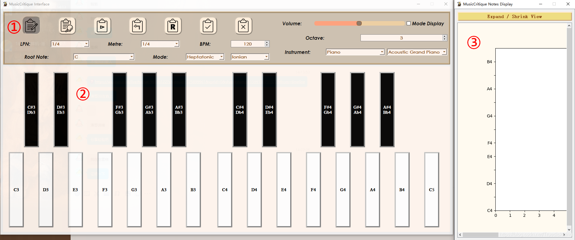 Python编曲实践（十一）：通过pyqt5和pygame开发的简易midi电钢琴，支持键盘控制、基础存储、音符可视化及调性提示等功能pyqt5 Pygame Mido Csdn博客 4876