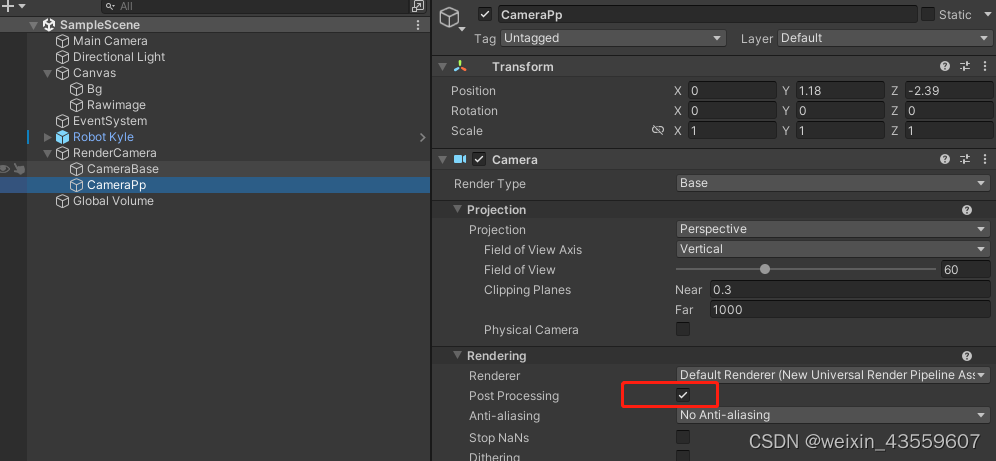 【urp趟坑】unity在urp中使用rendertexture在ui中渲染带透明相机背景的postprocessing场景urp Rendertexture Csdn博客 