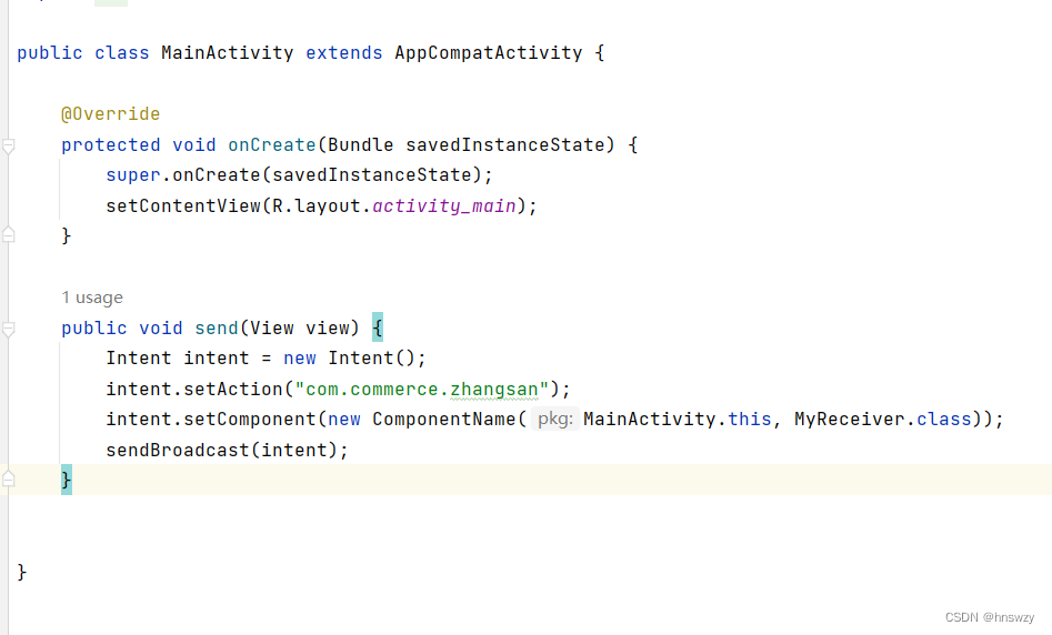 要求：1、 点击按钮发送广播，action为com.commerce.yourname，如：intent.setAction(“com.commerce.zhangsan“)；2、 创建广播接 ...