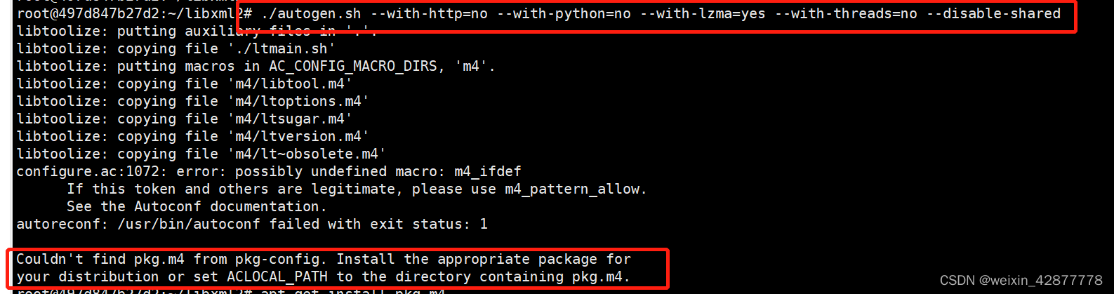libxml编译时问题解决记录_autoreconf: automake failed with exit status: 1-CSDN博客