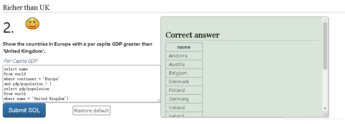 sqlzoo SELECT within SELECT Tutorial练习答案-CSDN博客