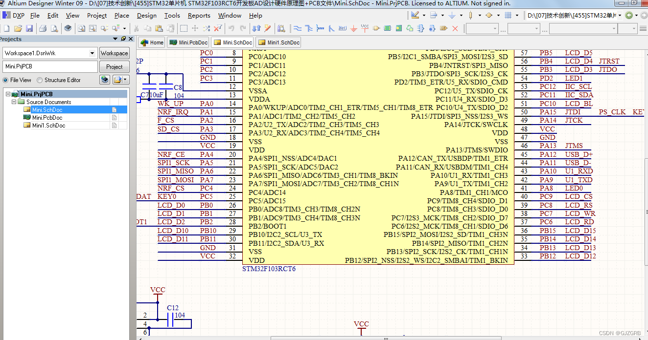 基于stm32f103rct6单片机ch340g最小系统评估开发板硬件（原理图pcb）工程文件stm32f103与ch340 Csdn博客