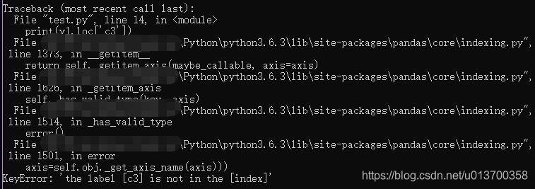 pandas小记（三）——KeyError: 'the label [c3] is not in the [index]'_keyerror ...