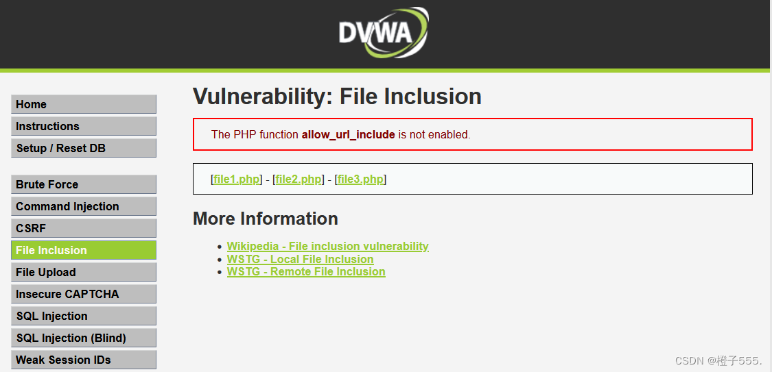 DVWA靶场------File Inclusion（文件包含漏洞）_dvwa file inclusion-CSDN博客