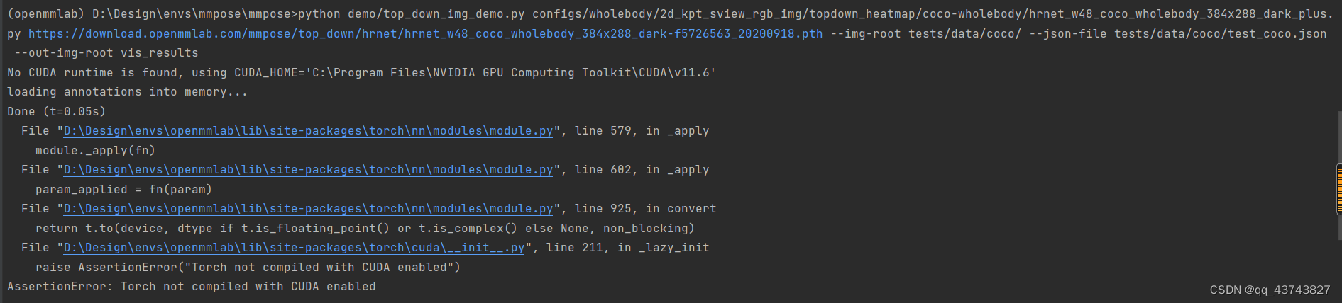 openmmlab mmpose环境配置踩的坑 环境配置问题（GPU版）_openmmlab指定显卡-CSDN博客