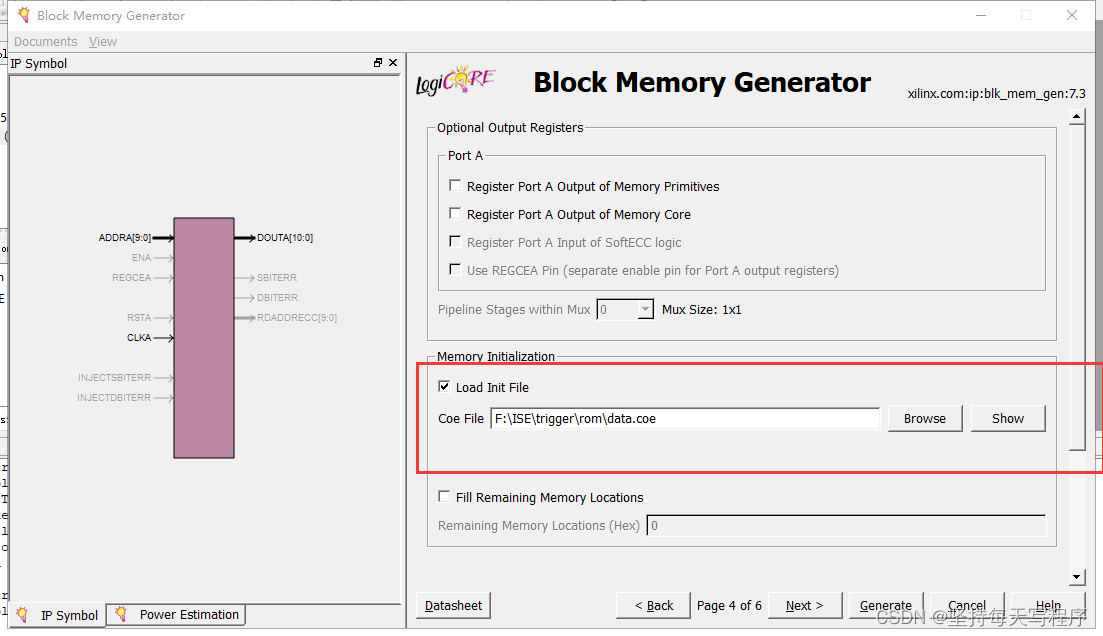 xilinx FPGA ROM IP核的使用（VHDL&ISE）_the memory initialization vector can contain betwe-CSDN博客