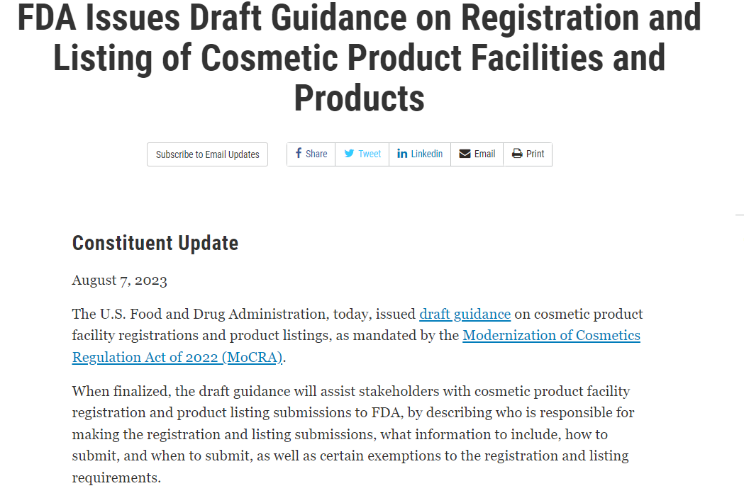 关于10月份美国FDA化妆品强制注册通知要求及注意事项_现在十月份进入新财年,需要先进行fda年度注册才能增加新的列名-CSDN博客