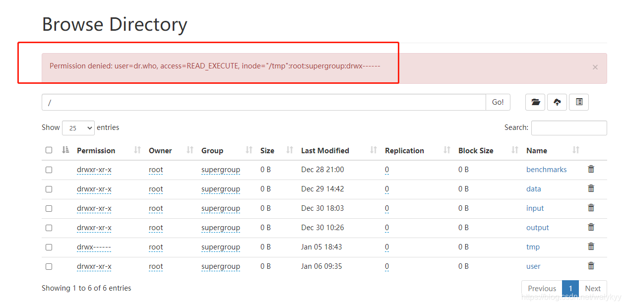 HADOOP3 Permission denied: user=dr.who, access=READ_EXECUTE, inode=“/tmp“:root:super_hadoop ...